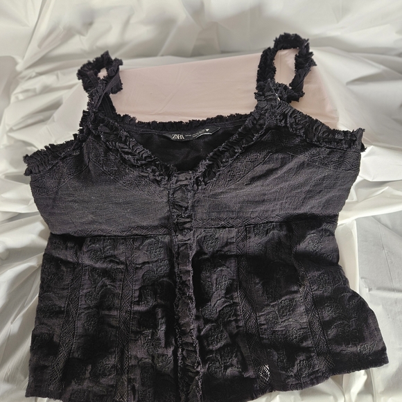 Zara | Tops | Zara Black Lace Camisole Top | Poshmark